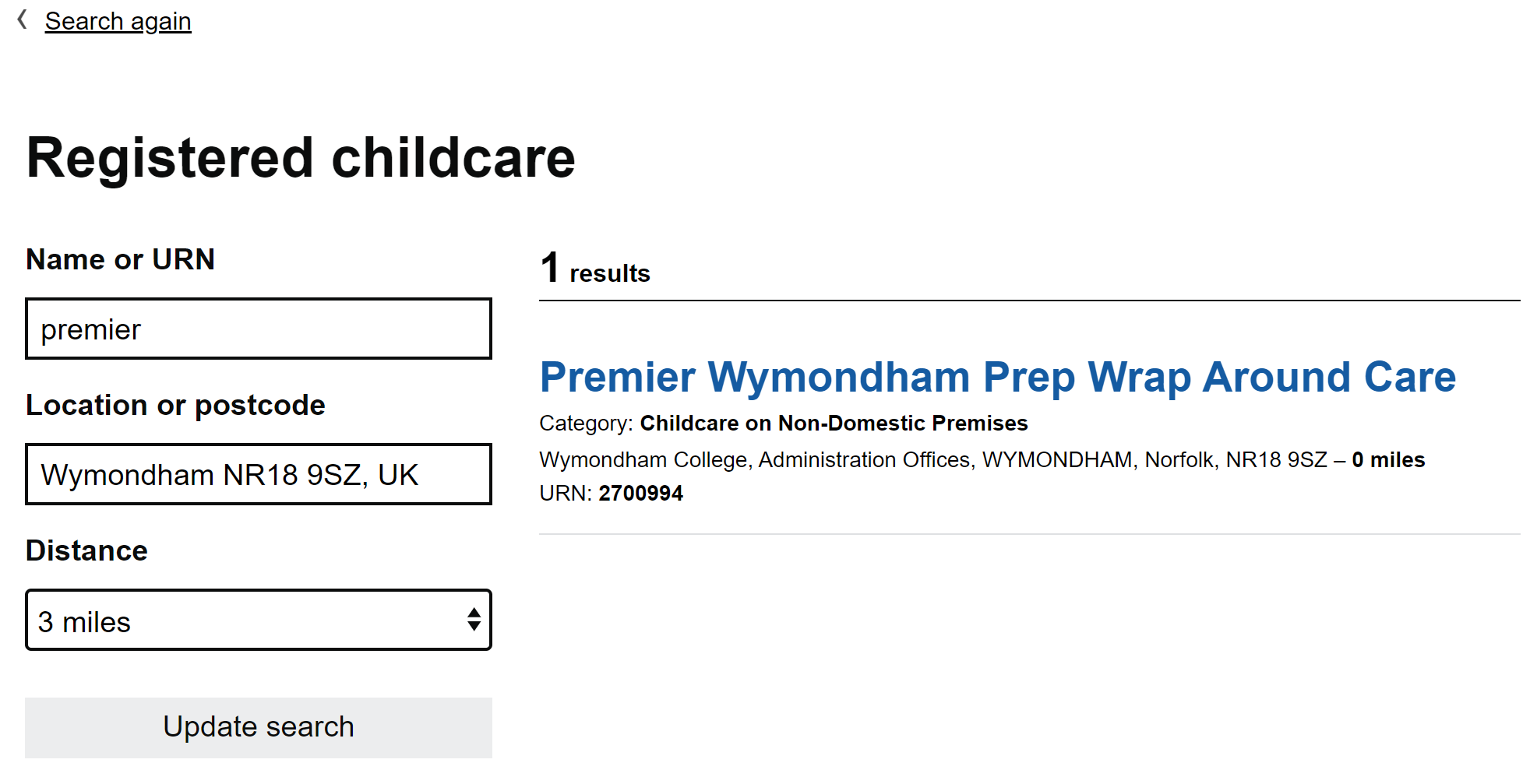 Premier Education Ofsted Registrations